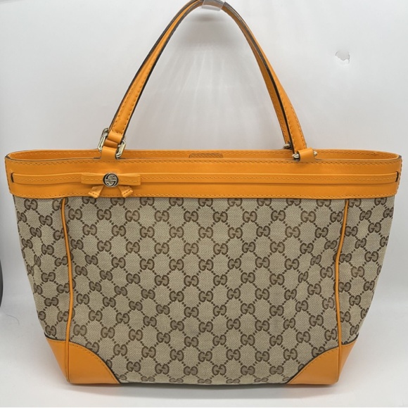 Gucci | Bags | Gucci Gg Classic Canvas Monogram Web Medium Mayfair Tote In Orange | Poshmark